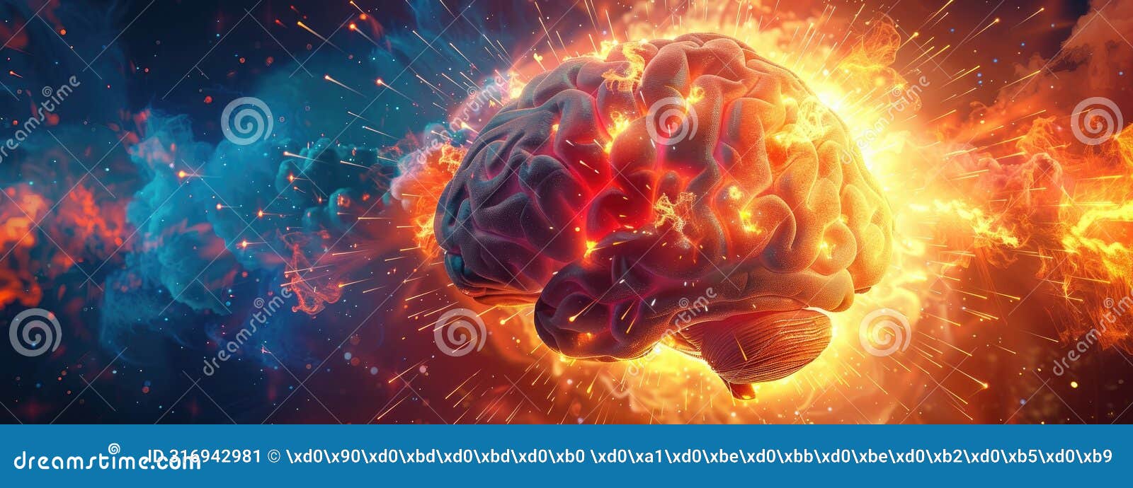 Creativity Concept with a Brain Exploding in Colors. Mind Blown Concept ...