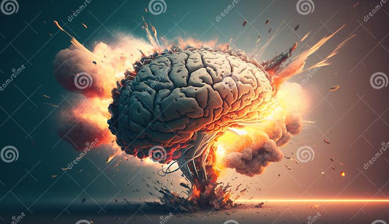 Creativity Concept with a Brain Exploding in Colors. Mind Blown Concept ...