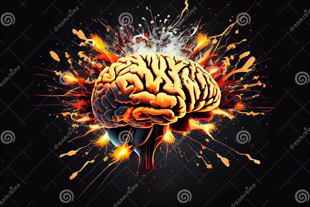 Creativity Concept with a Brain Exploding with Ideas Stock Illustration ...
