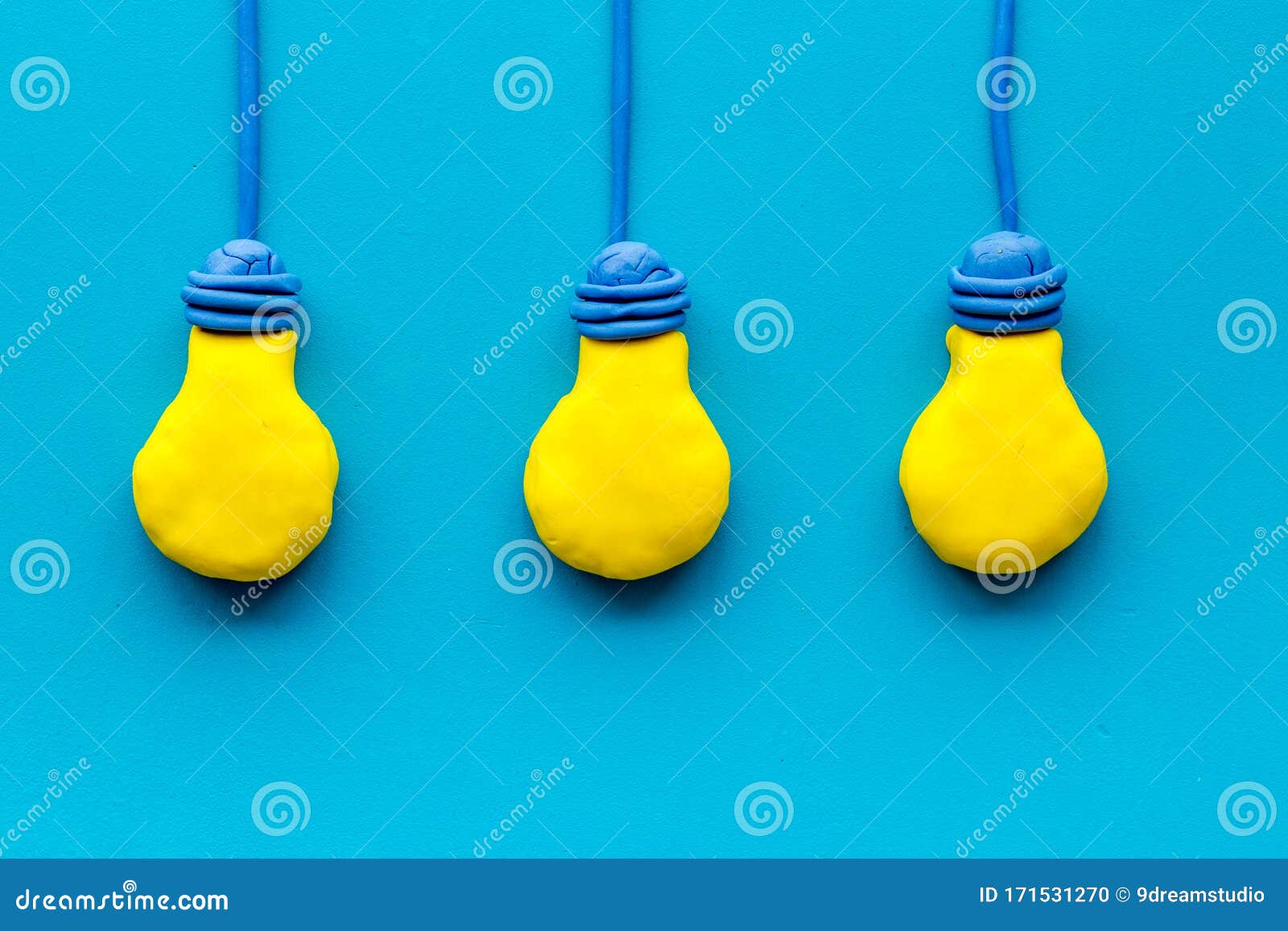 Creativity Concept. Bulb Icons on Blue Background Top-down Stock Photo ...