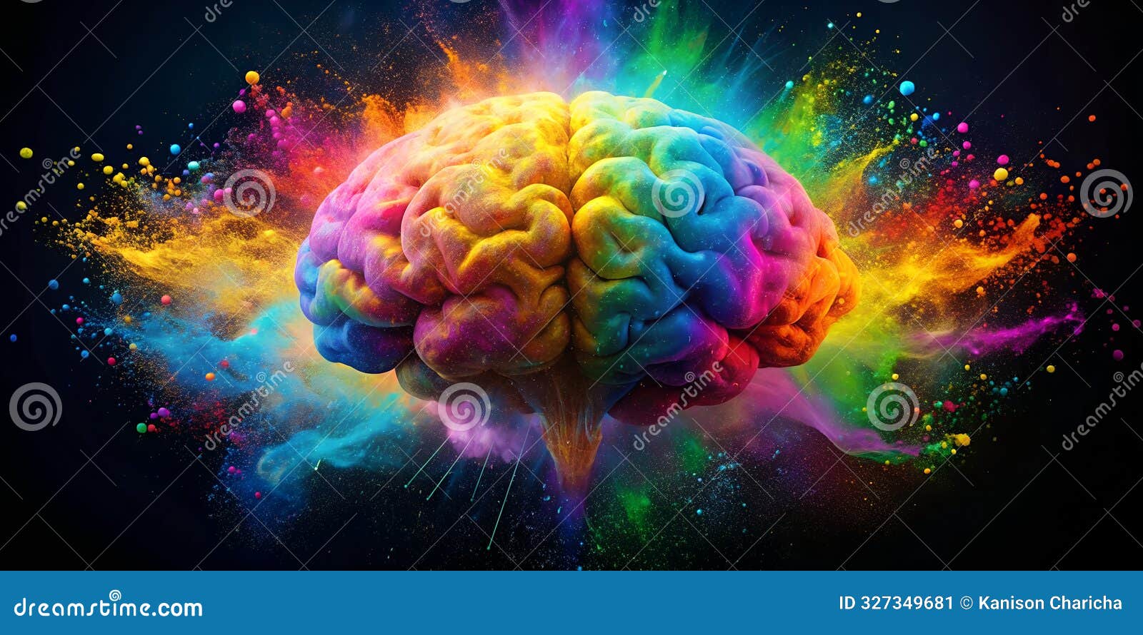 Creativity Concept with Colorful Exploding Brain Storm Particles ...