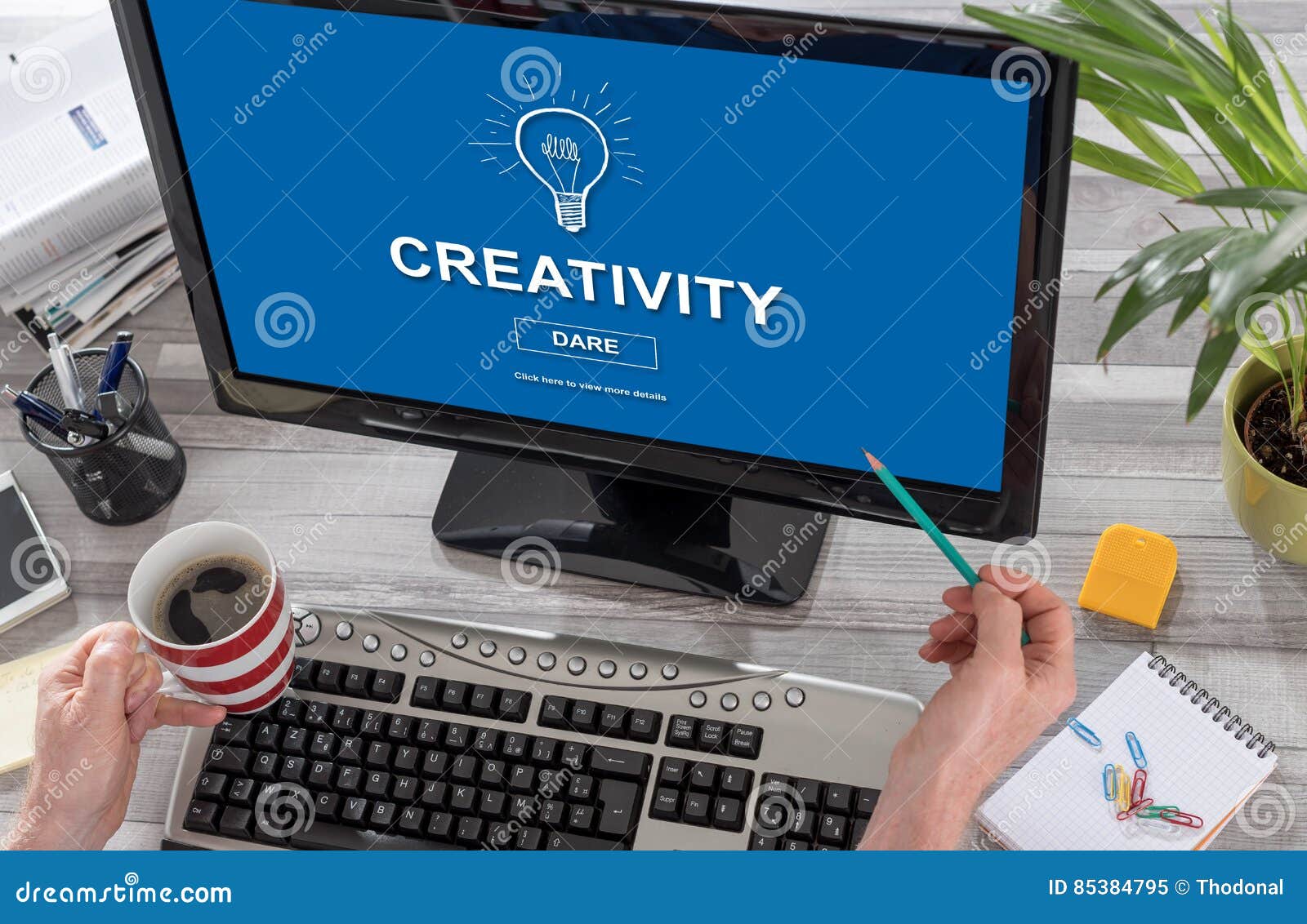 Creativity Concept on a Computer Stock Image - Image of symbol ...