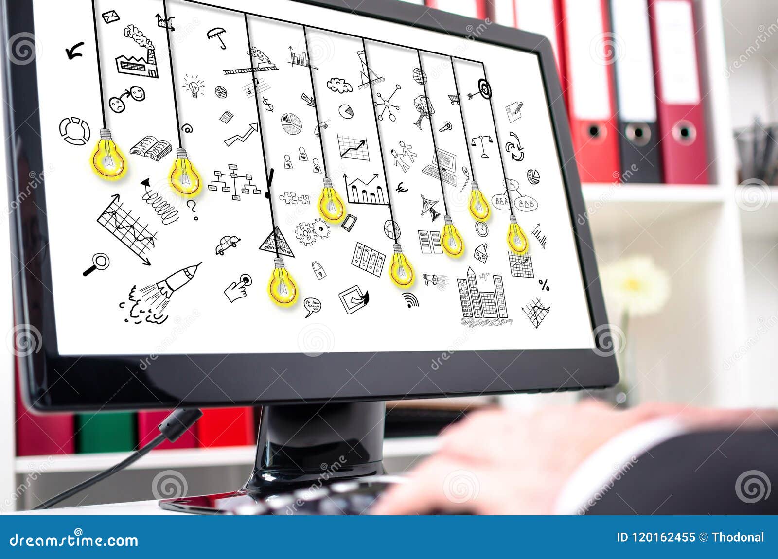 Creativity Concept on a Computer Screen Stock Image - Image of doodles ...