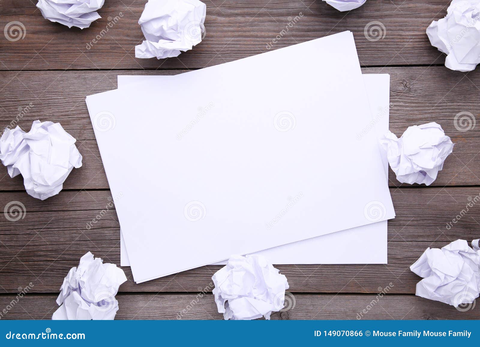 Creativity Concept, Crumpled Paper and Blank Sheet, Flat Lay Stock ...