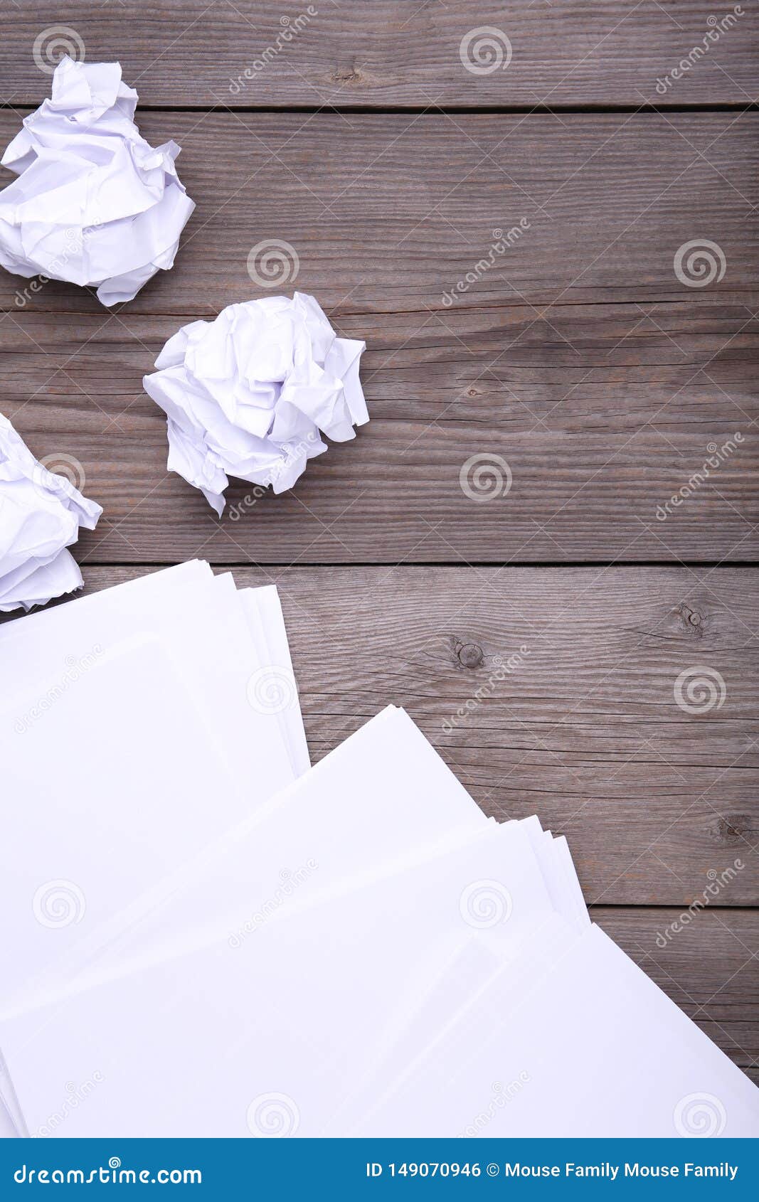 Creativity Concept, Crumpled Paper and Blank Sheet, Flat Lay Stock ...