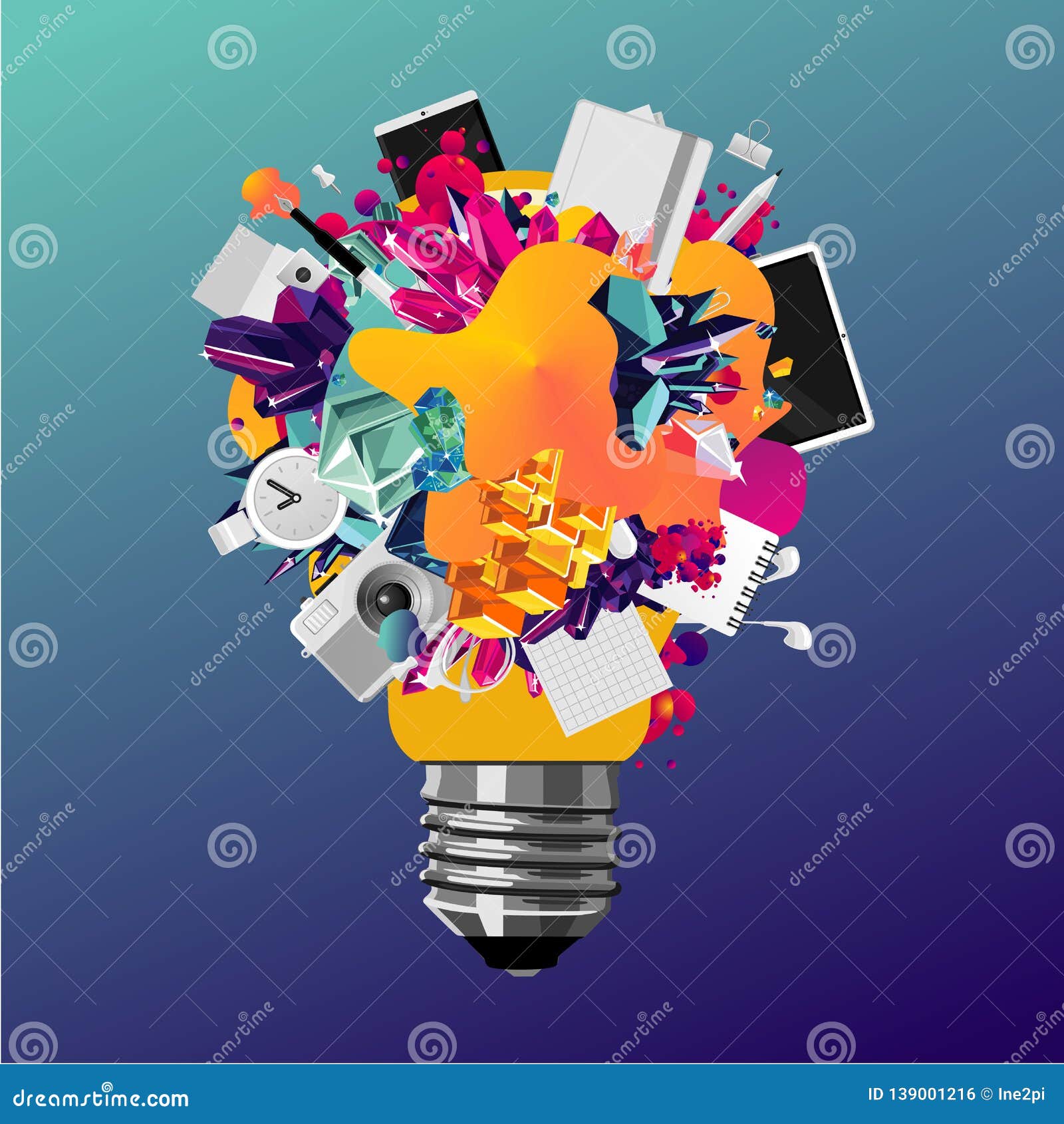 Creativity Concept, Multicolor Paint Splash Isolated On White Royalty ...