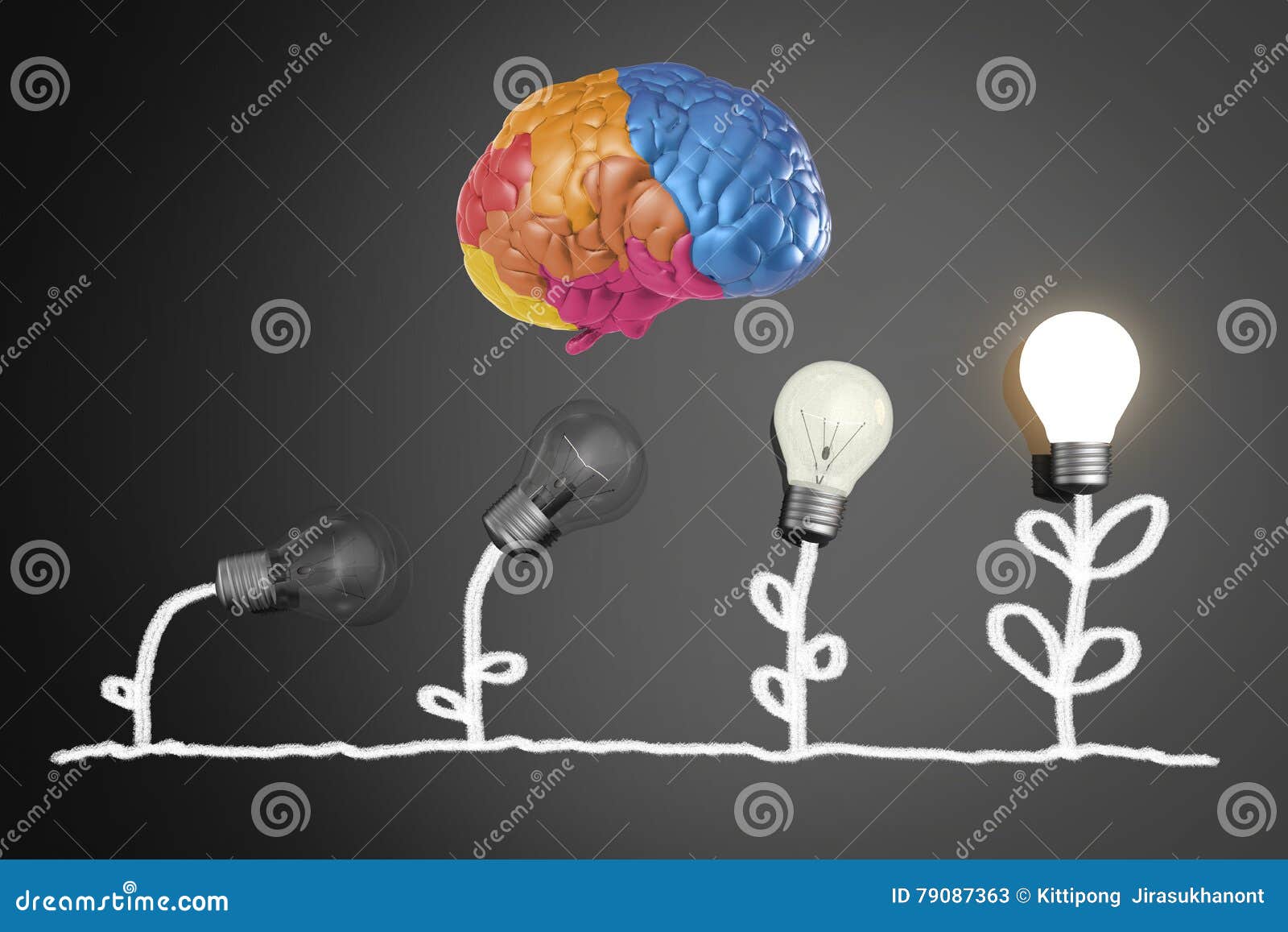 Creativity Concept with Growing Light Bulb Stock Illustration ...