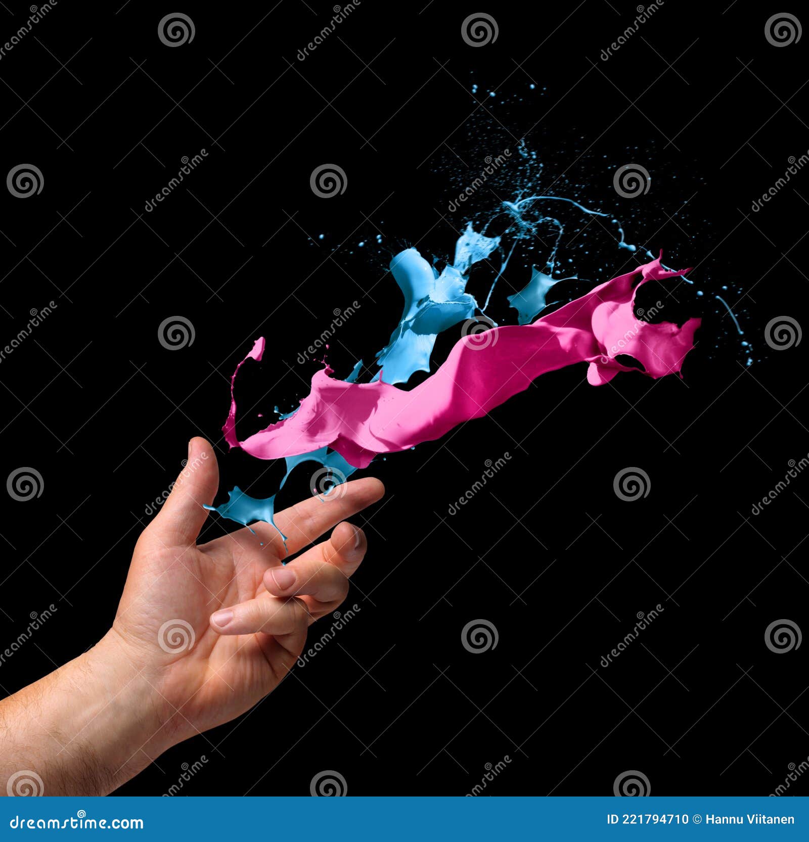 Creativity Concept Hand Throwing Paint on Black Background Stock Photo ...