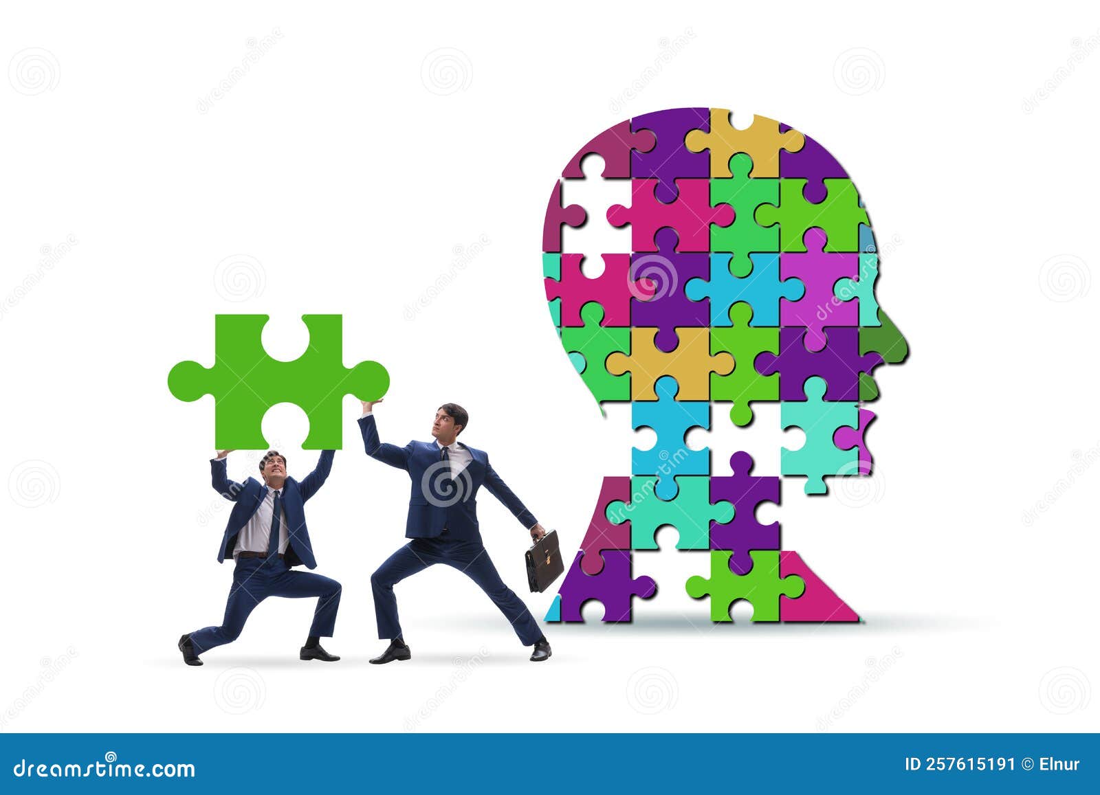 Creativity Concept with Head Made of Jigsaw Pieces Stock Image - Image ...