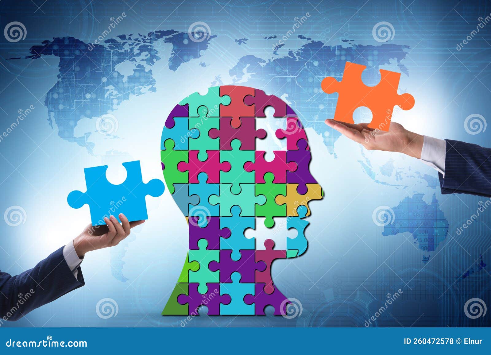 Creativity Concept with Head Made of Jigsaw Pieces Stock Photo - Image ...