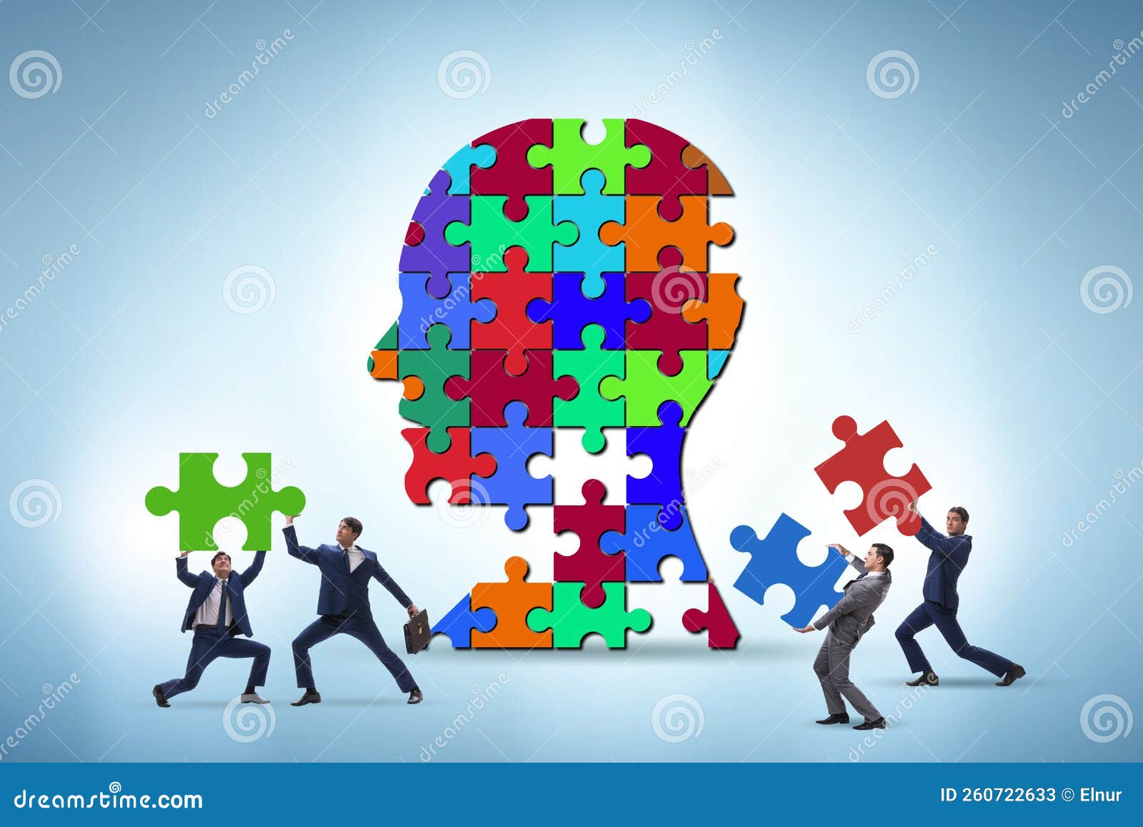 Creativity Concept with Head Made of Jigsaw Pieces Stock Image - Image ...