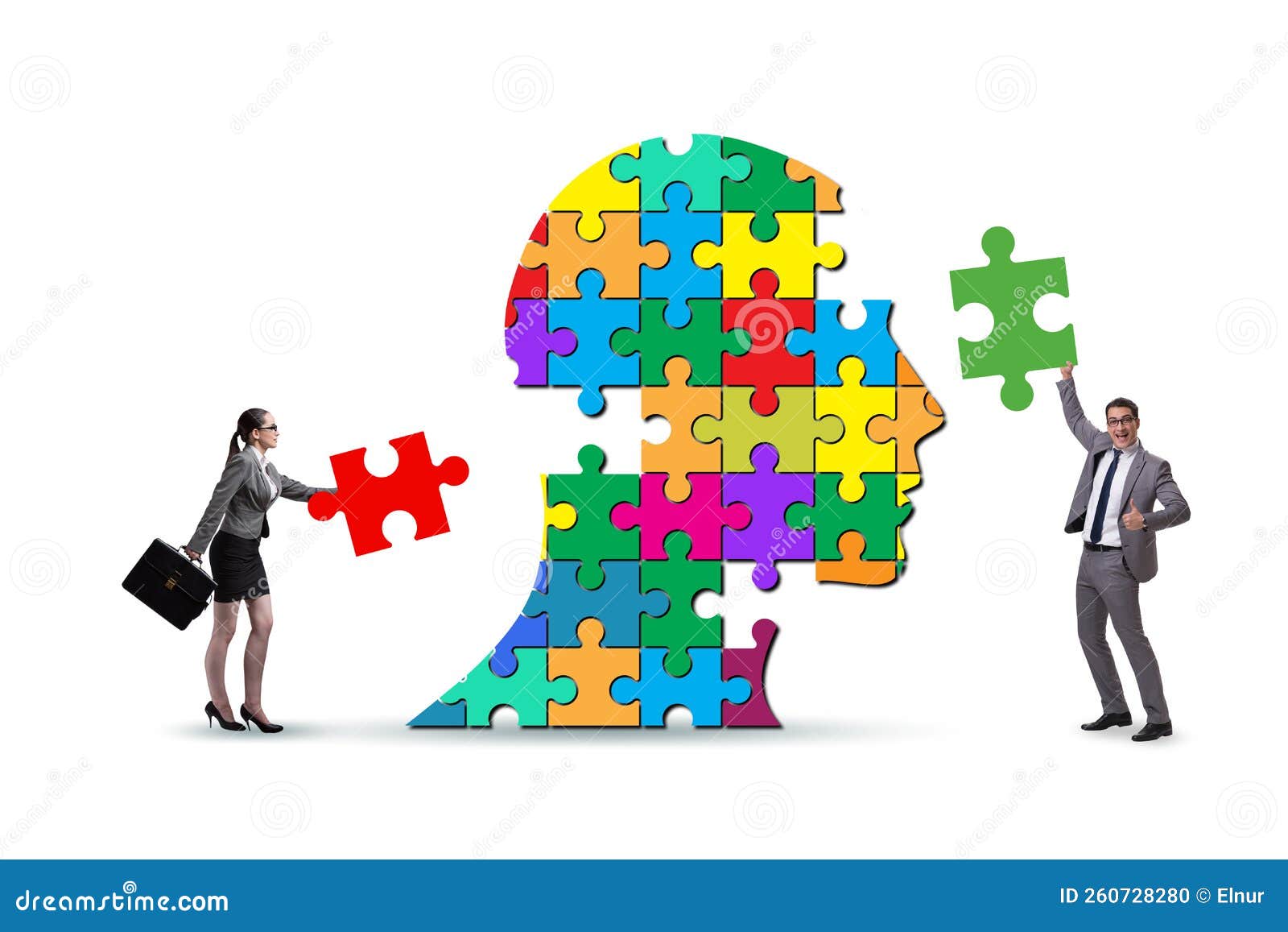 Creativity Concept with Head Made of Jigsaw Pieces Stock Photo - Image ...