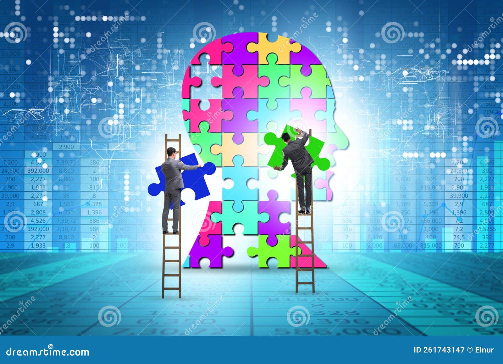 Creativity Concept with Head Made of Jigsaw Pieces Stock Image - Image ...