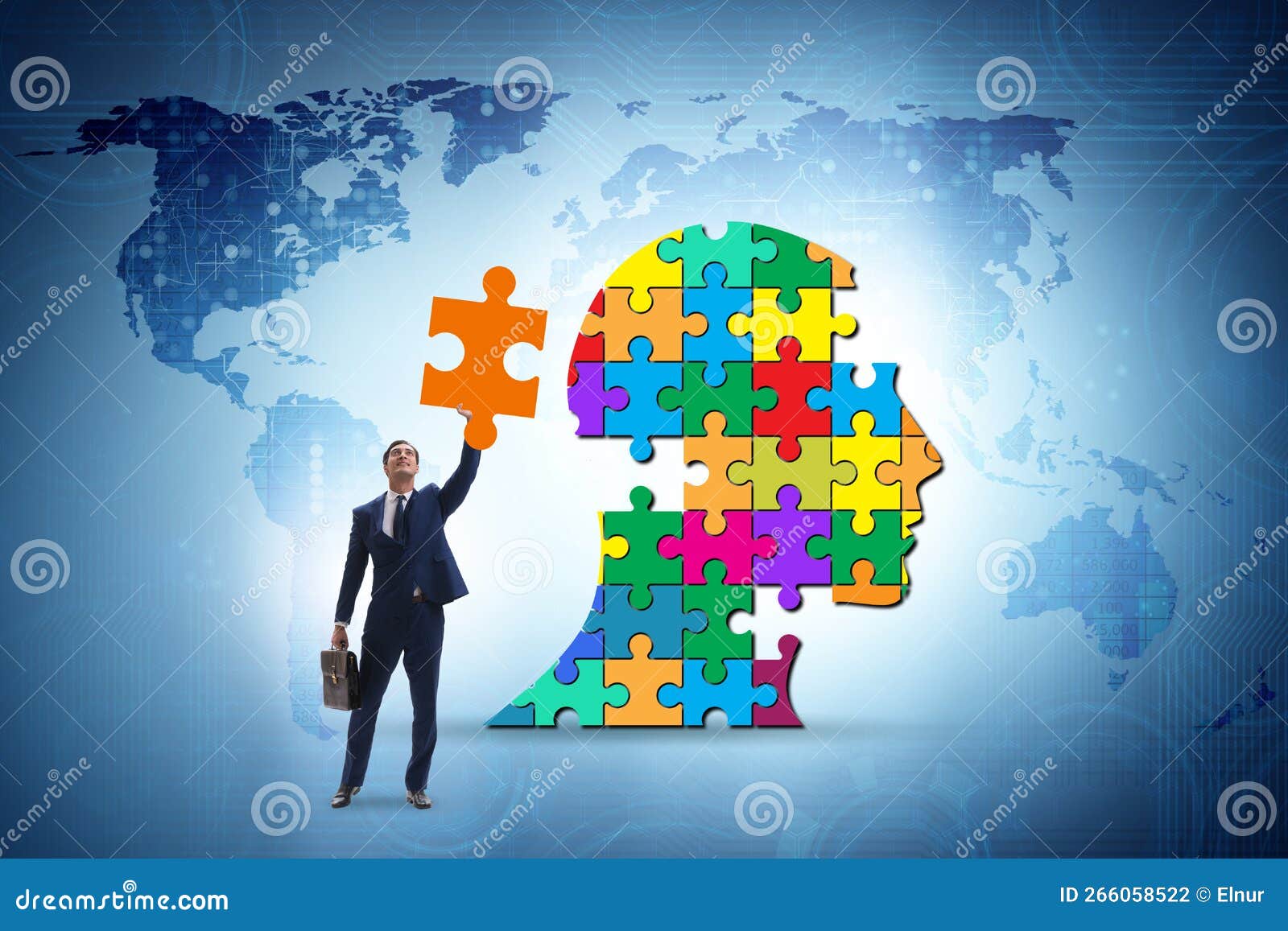 Creativity Concept with Head Made of Jigsaw Pieces Stock Photo - Image ...