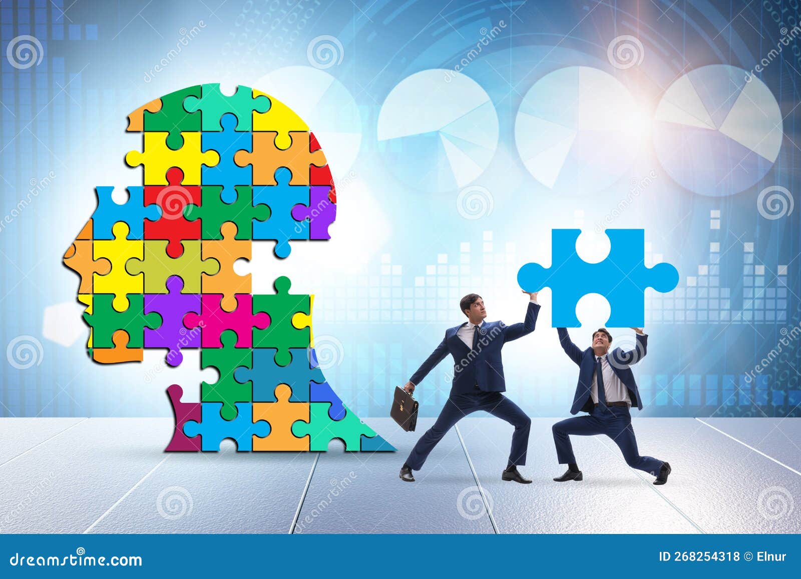 Creativity Concept with Head Made of Jigsaw Pieces Stock Photo - Image ...