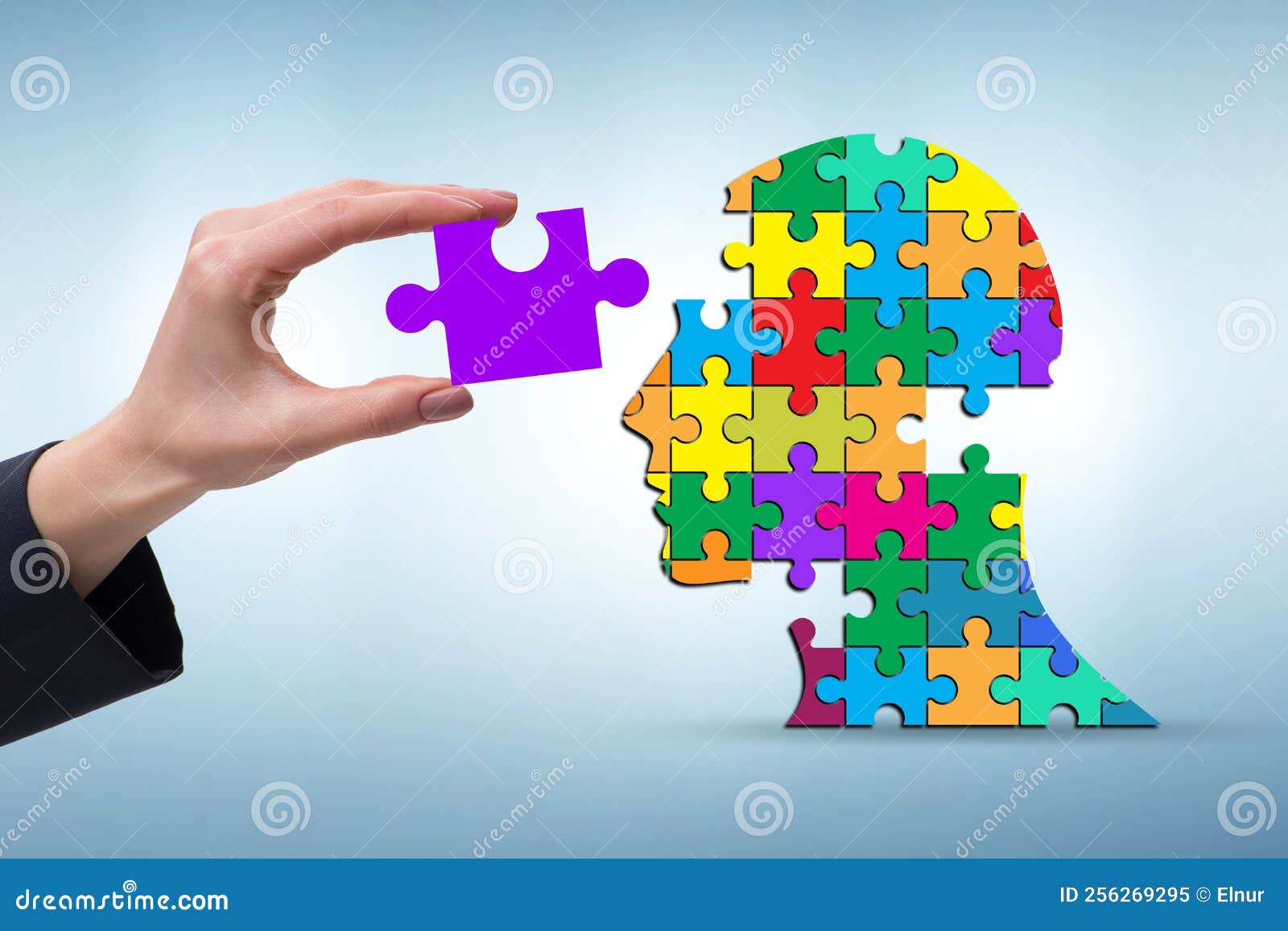 Creativity Concept with Head Made of Jigsaw Pieces Stock Image - Image ...