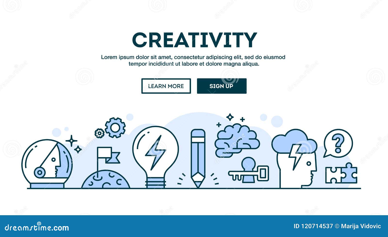 Creativity, Concept Header, Flat Design Thin Line Style Stock ...