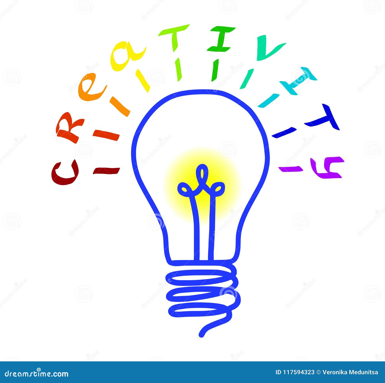Creativity Concept. Light Bulb Logo with Lettering. Concept or Creative ...