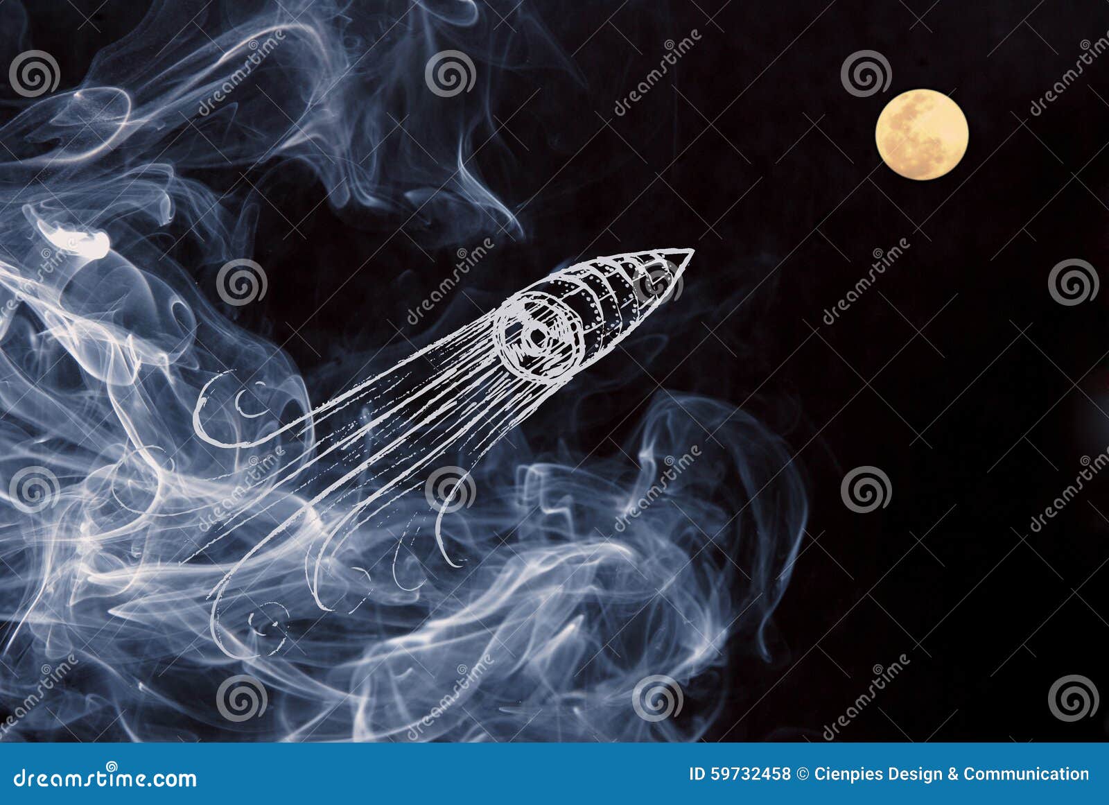 Creativity Concept Moon Space Ship Background Stock Illustration ...