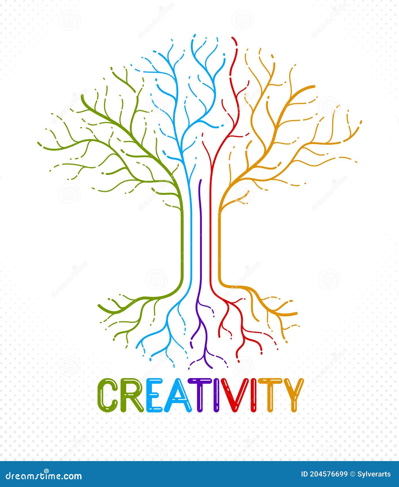 Creativity Concept Shown with Colorful Tree Vector Linear Style Icon or ...