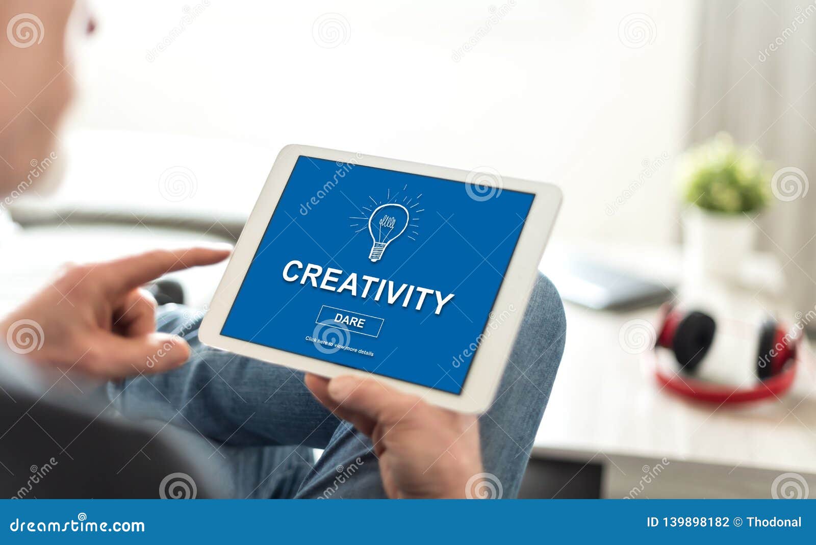 Creativity Concept on a Tablet Stock Photo - Image of bulb, solution ...