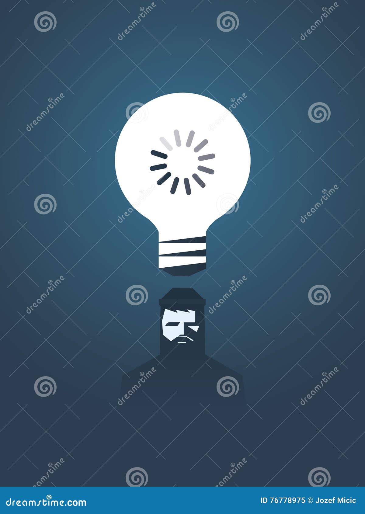 Creativity Concept Vector Illustration with Lightbulb and Loading Sign ...