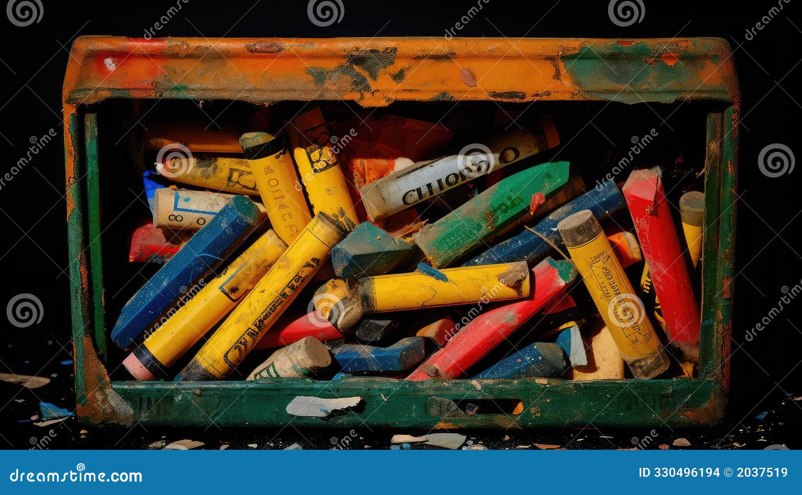 Creativity crayons box stock illustration. Illustration of messy ...