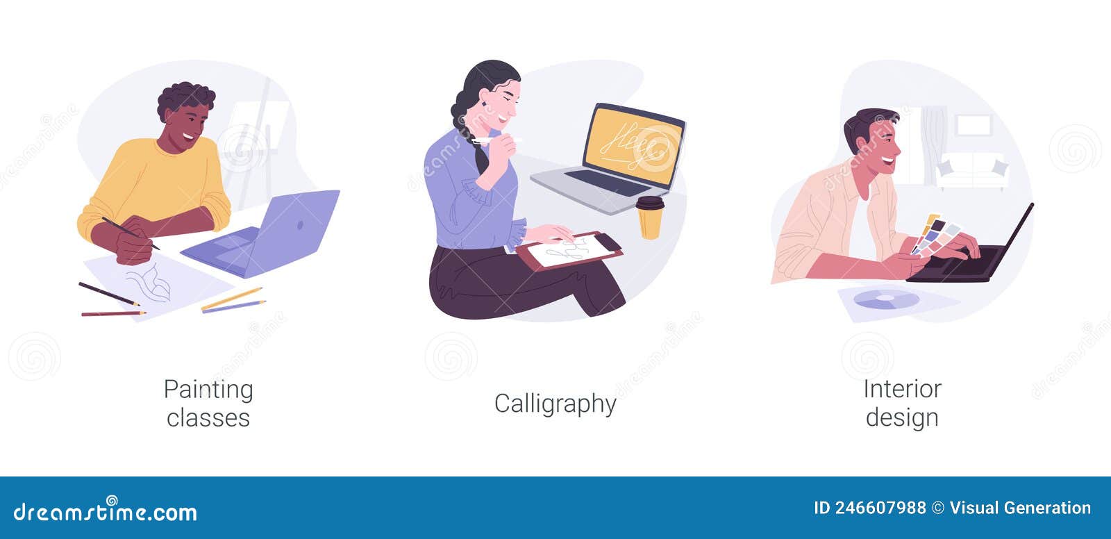 Creativity Development Isolated Cartoon Vector Illustrations Set. Stock ...