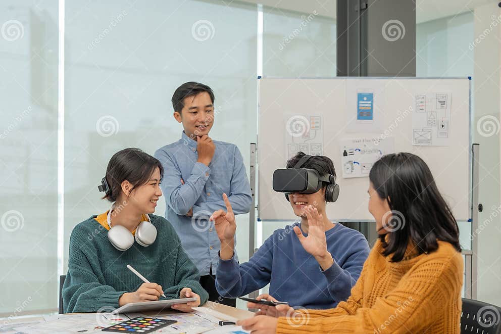 Creativity Digital Development .businessman Use VR Glasses Virtual ...