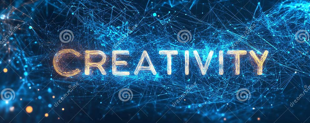 Creativity in Digital Network with Glowing Lines and Connections Stock ...