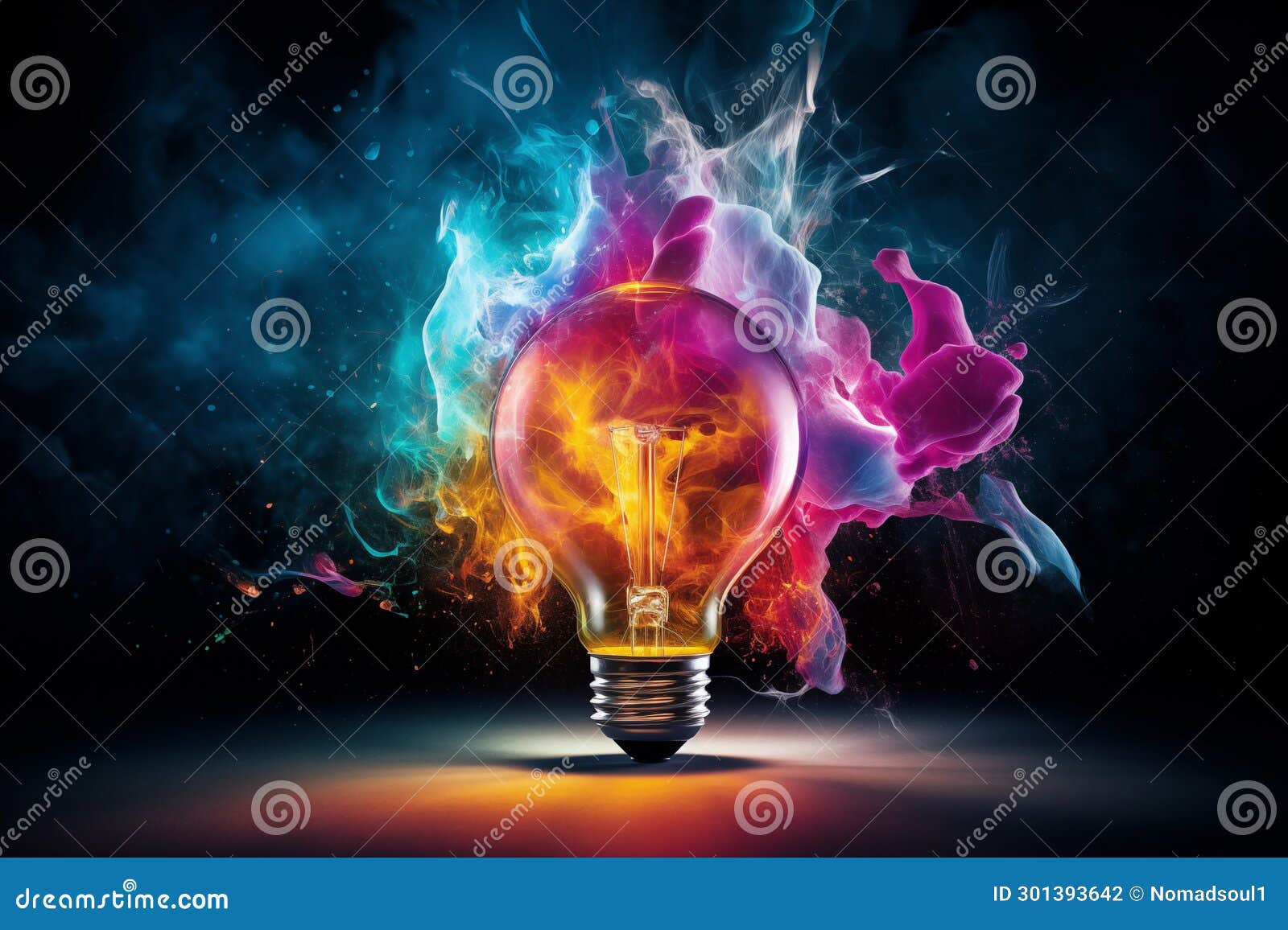 Creativity Explosion Idea, Lightbulb Lamp in Colorful Paints Splash ...