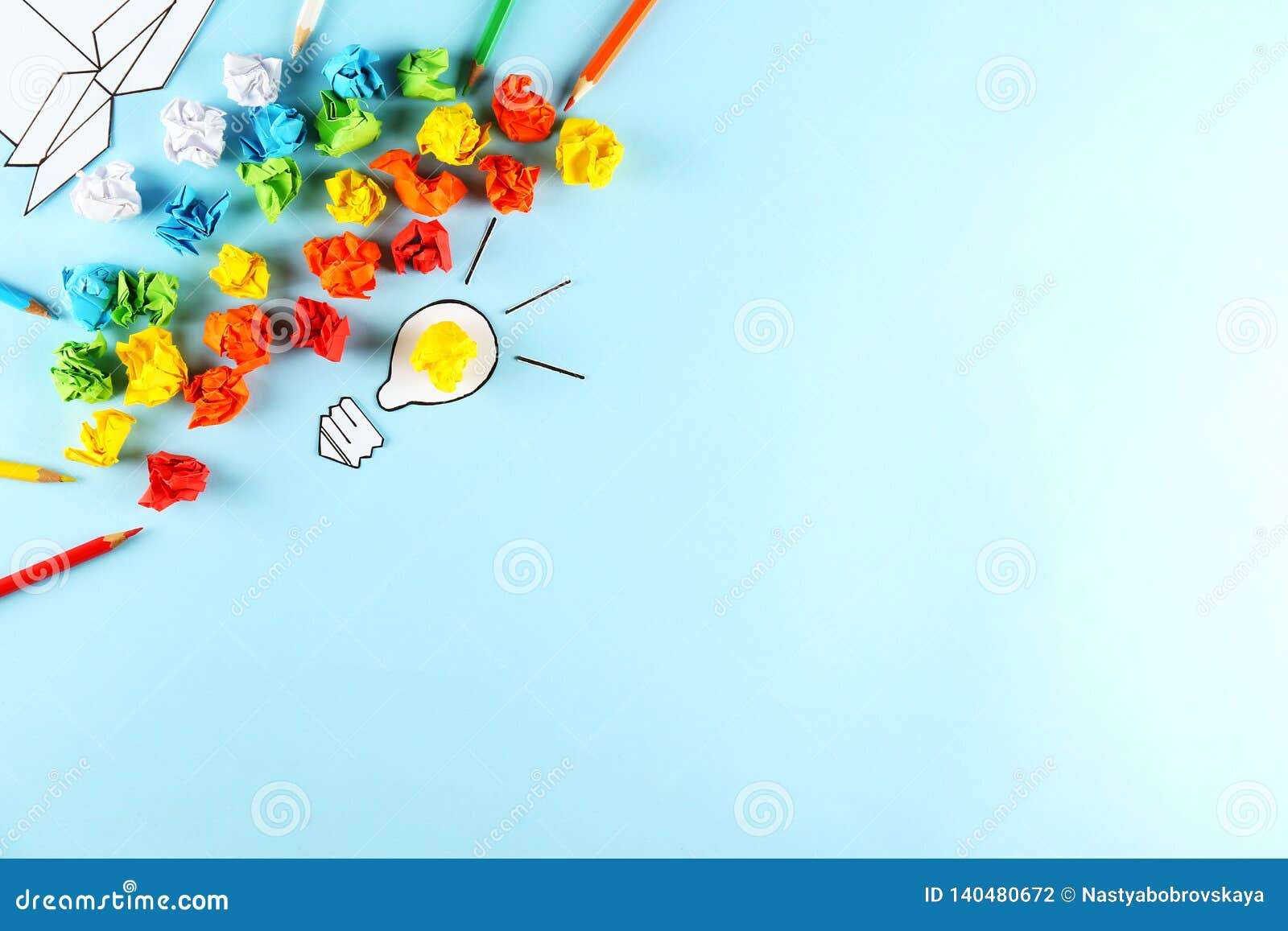 Creativity Flow Concept. Blue Paper Background Stock Photo - Image of ...