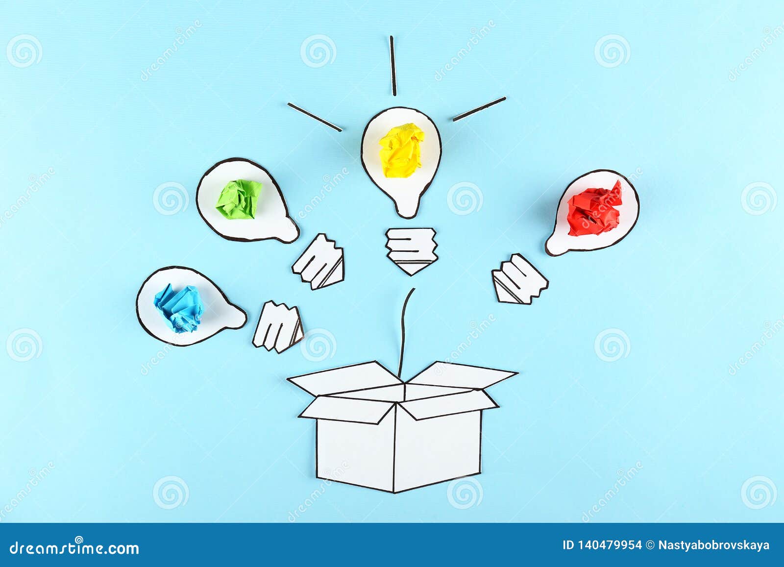 Creativity Flow Concept. Blue Paper Background Stock Photo - Image of ...