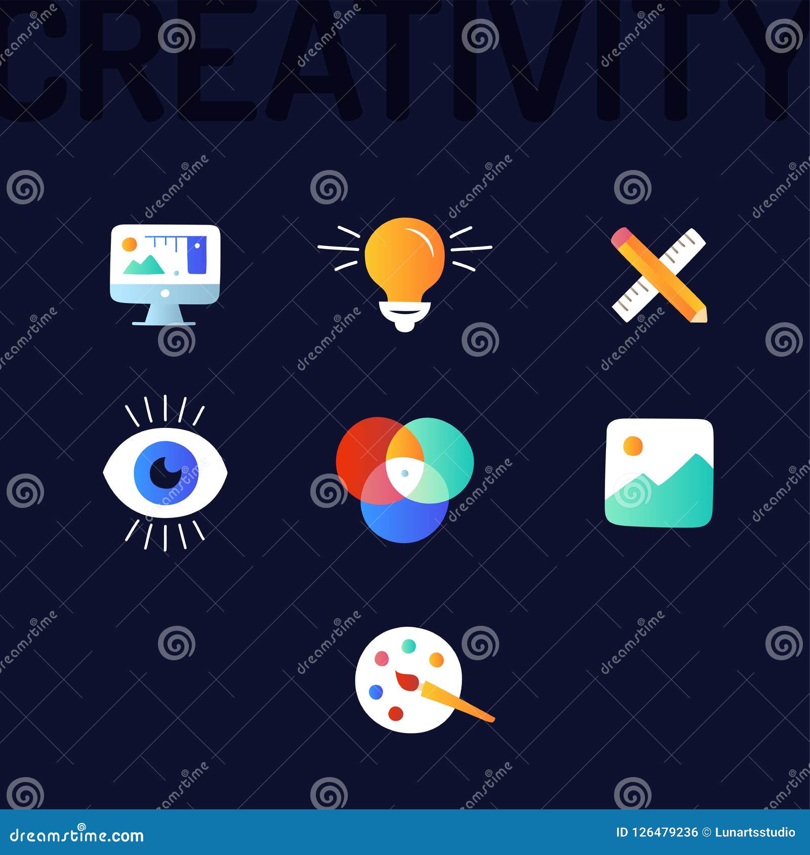 Creativity Graphic and Web Design Line Icons Stock Illustration ...