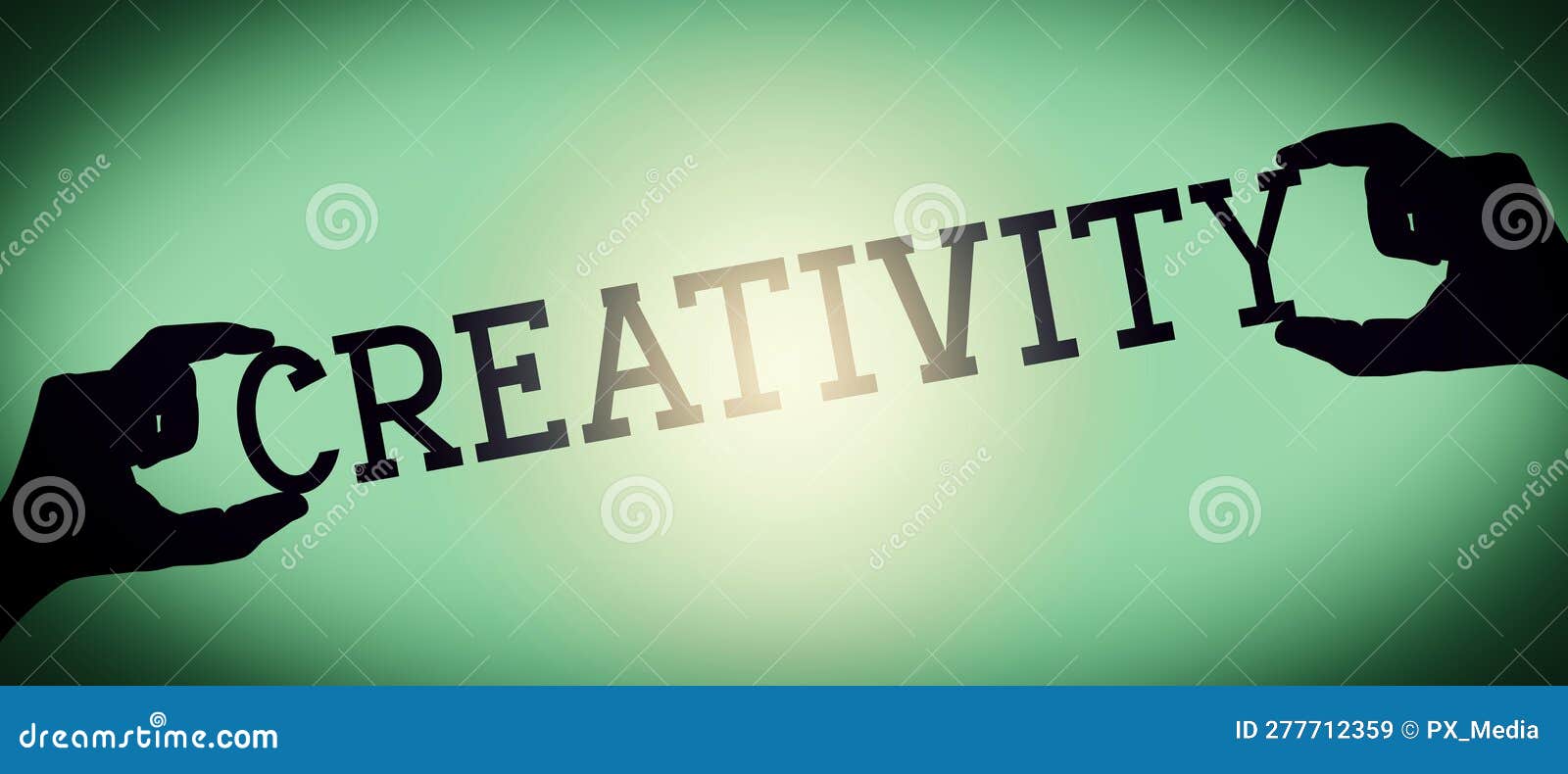 Creativity - Human Hands Holding Black Silhouette Word Stock ...