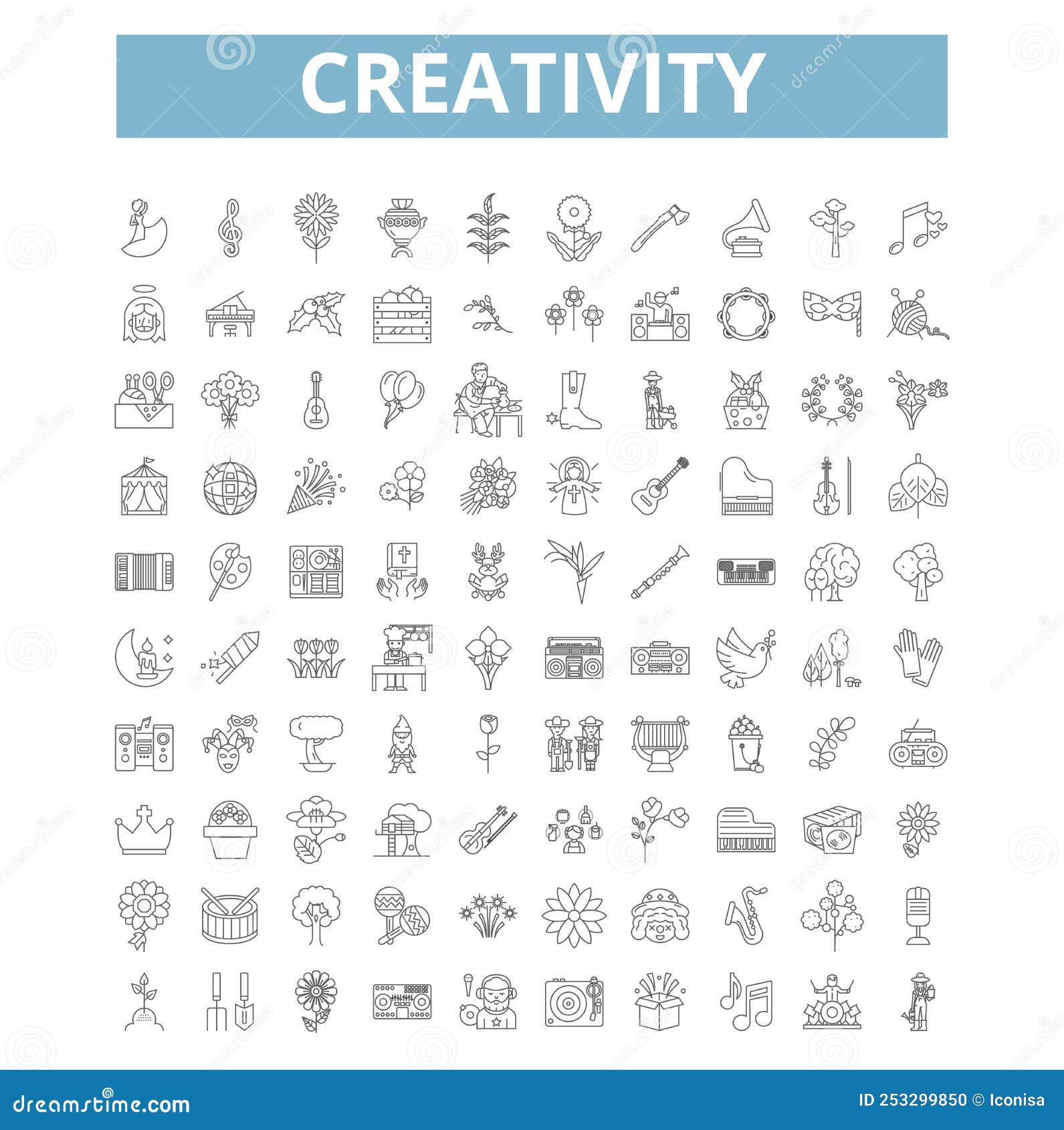 Creativity Icons, Line Symbols, Web Signs, Vector Set, Isolated ...