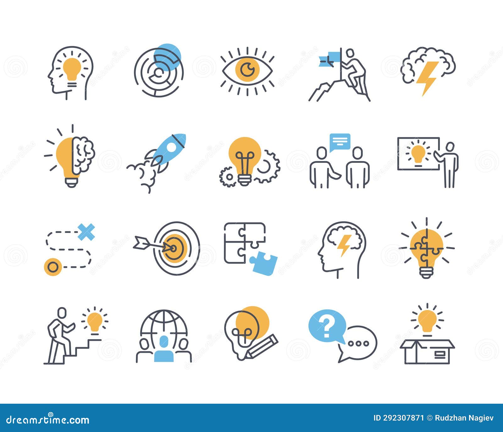 Creativity Icons Line Vector Concept Stock Illustration - Illustration ...