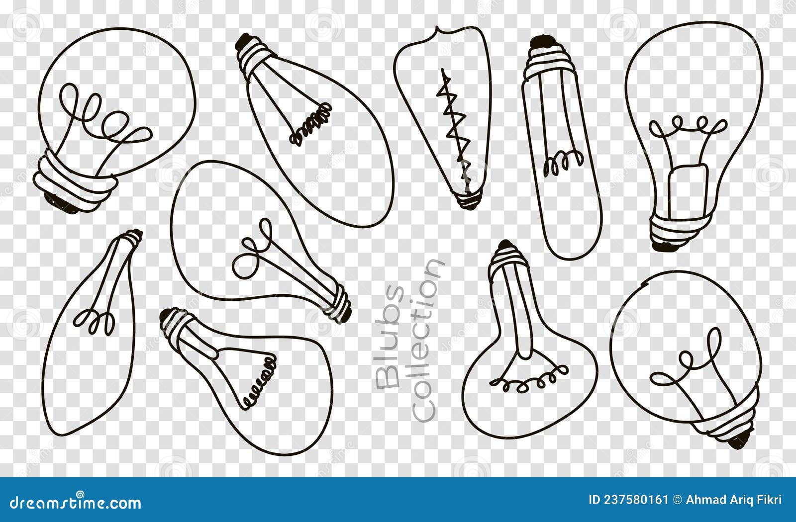 Creativity Ideas Light Bulbs Doodle Collection. Vector Illustration ...