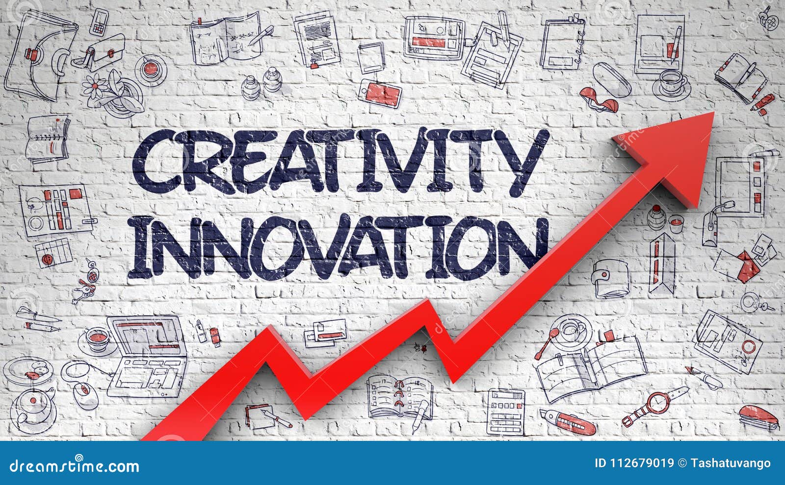 Creativity Innovation Drawn on White Brickwall. 3d Stock Illustration ...