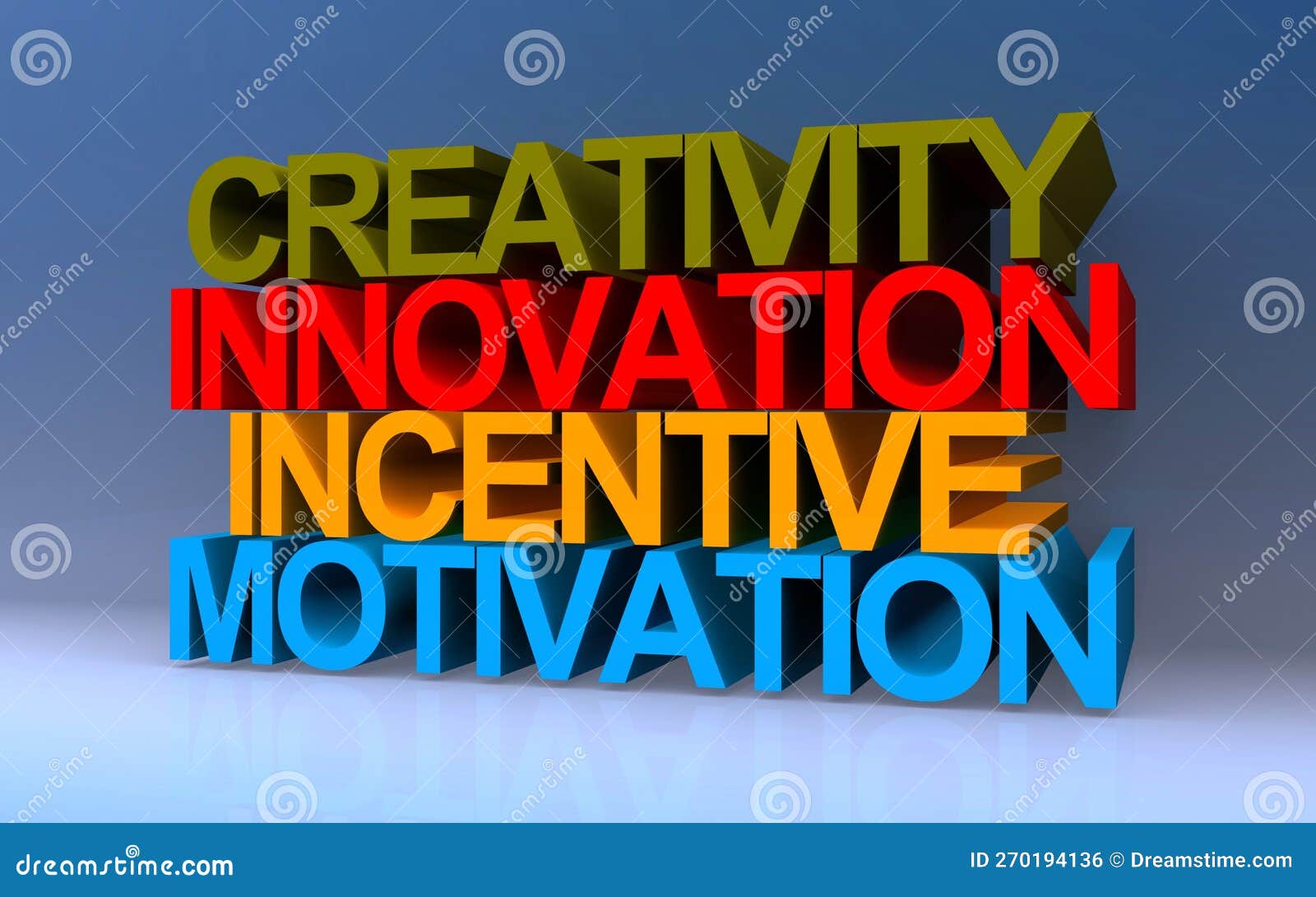 Creativity Innovation Incentive Motivation on Blue Stock Illustration ...
