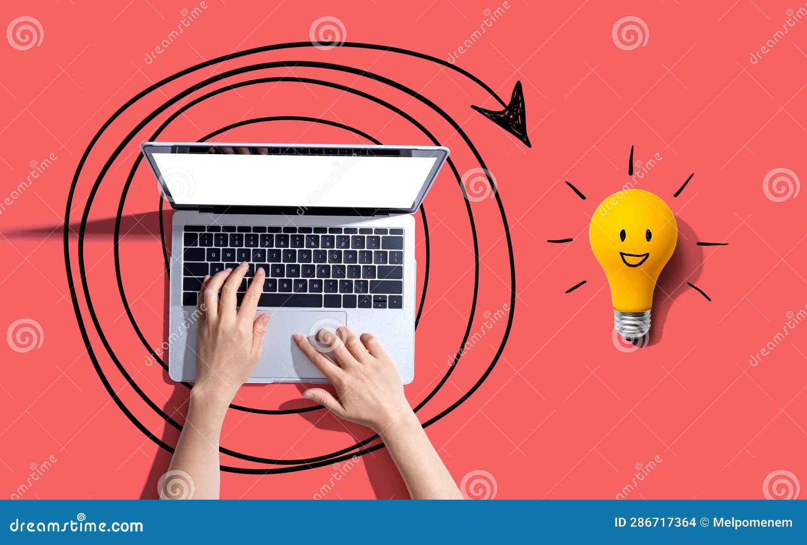 Creativity, Inspiration, Idea Concept with Light Bulb and Laptop ...