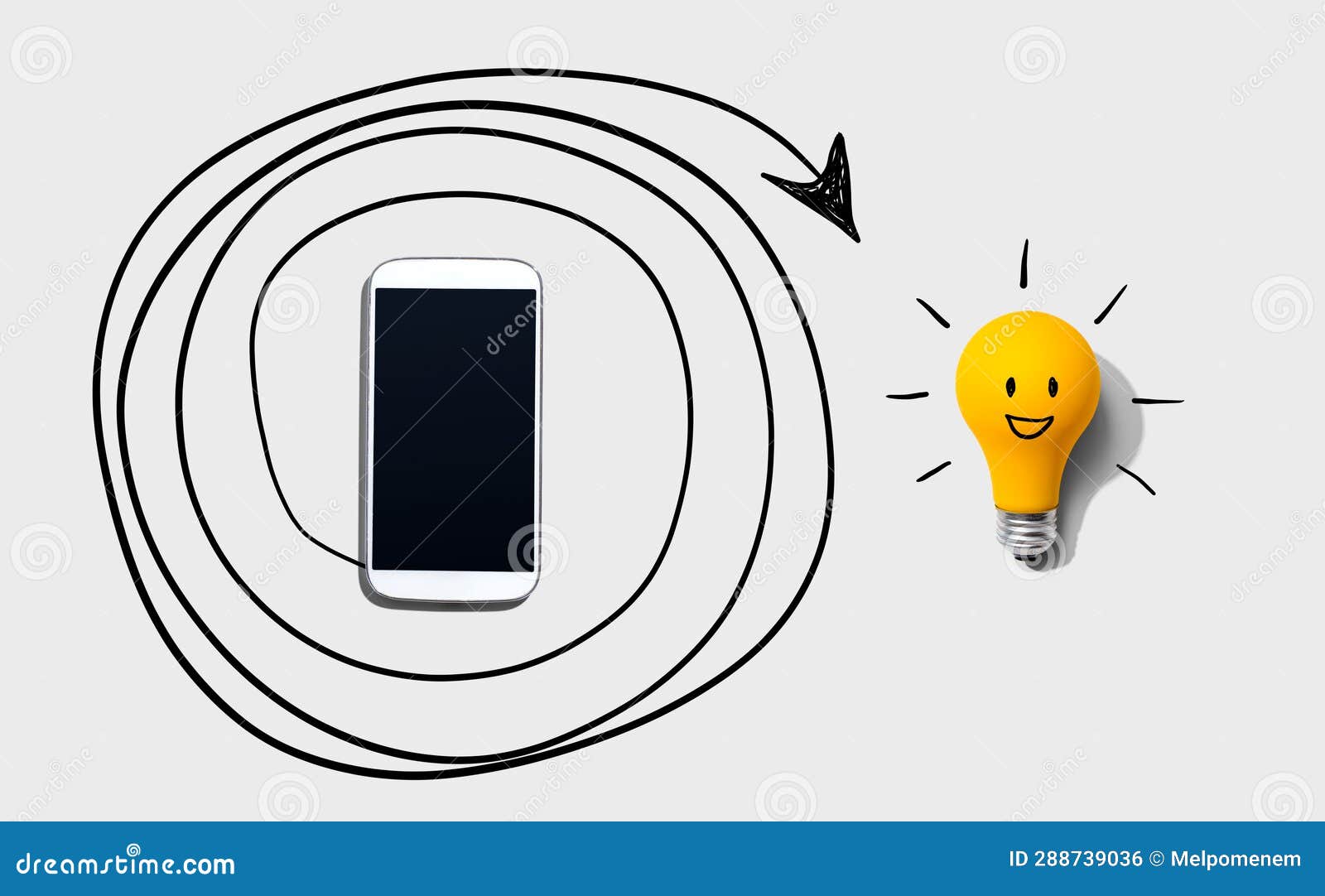 Creativity, Inspiration, Idea Concept with Light Bulb and Smartphone ...