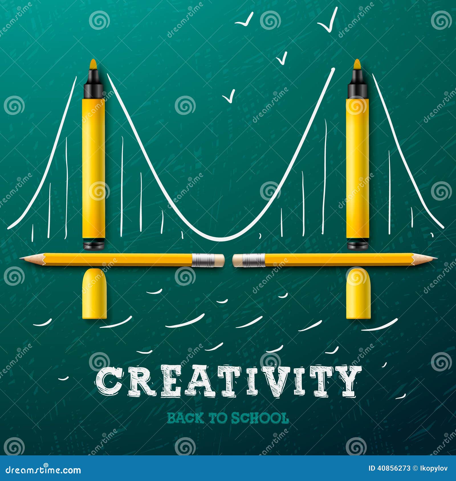 Creativity Learning. Bridge Made with Pencils Stock Vector ...