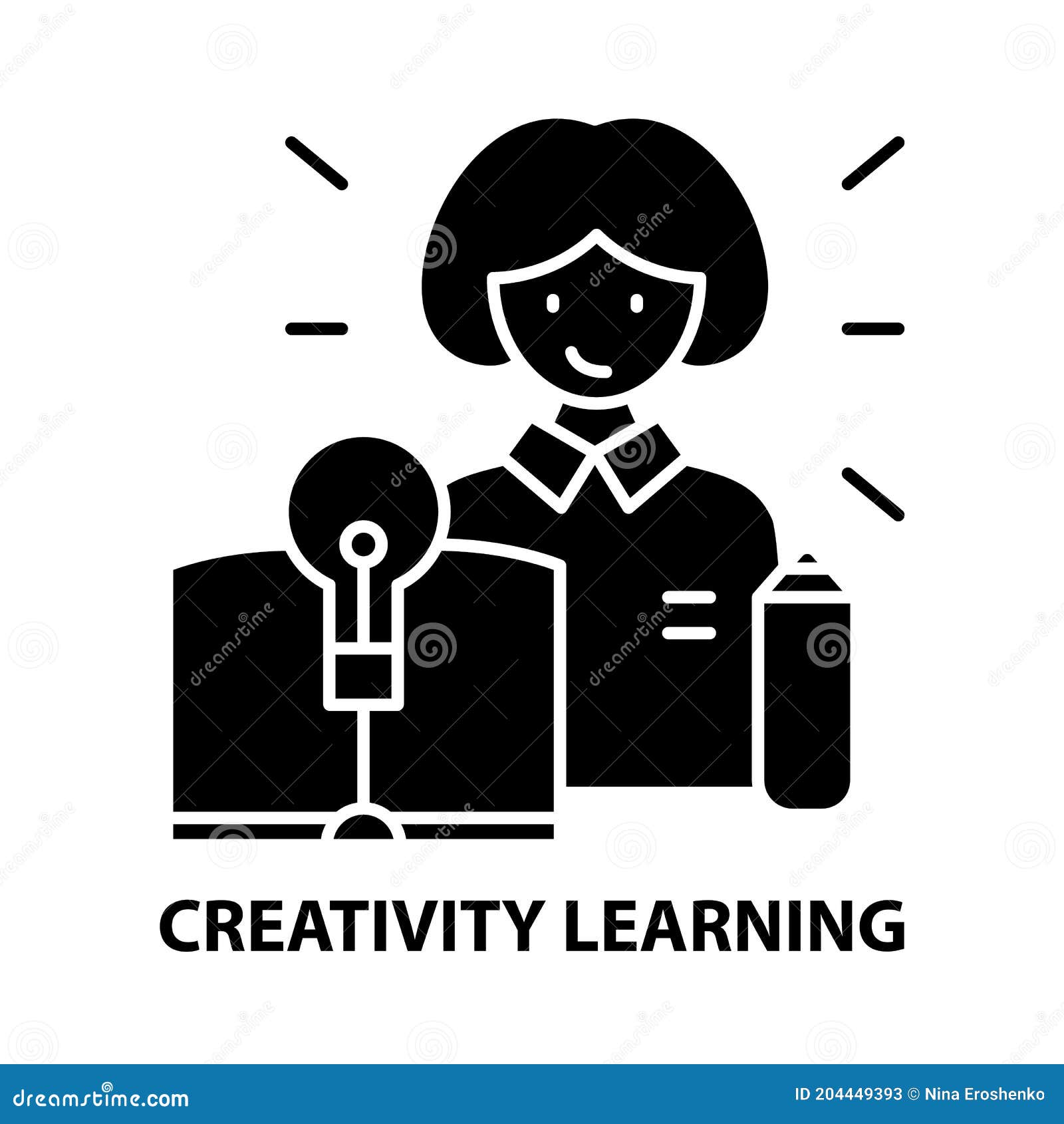 Creativity Learning Icon, Black Vector Sign with Editable Strokes ...