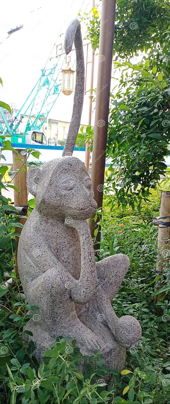 Creativity of Monkey Statues from Stone. Monkeys are a Symbol of Intelligence, Cheerfulness and ...