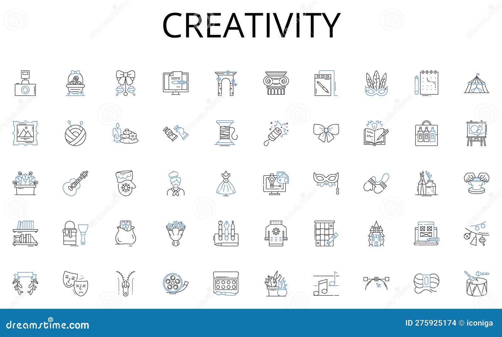 Creativity Line Icons Collection. Literature, Scrolls, Manuscript ...