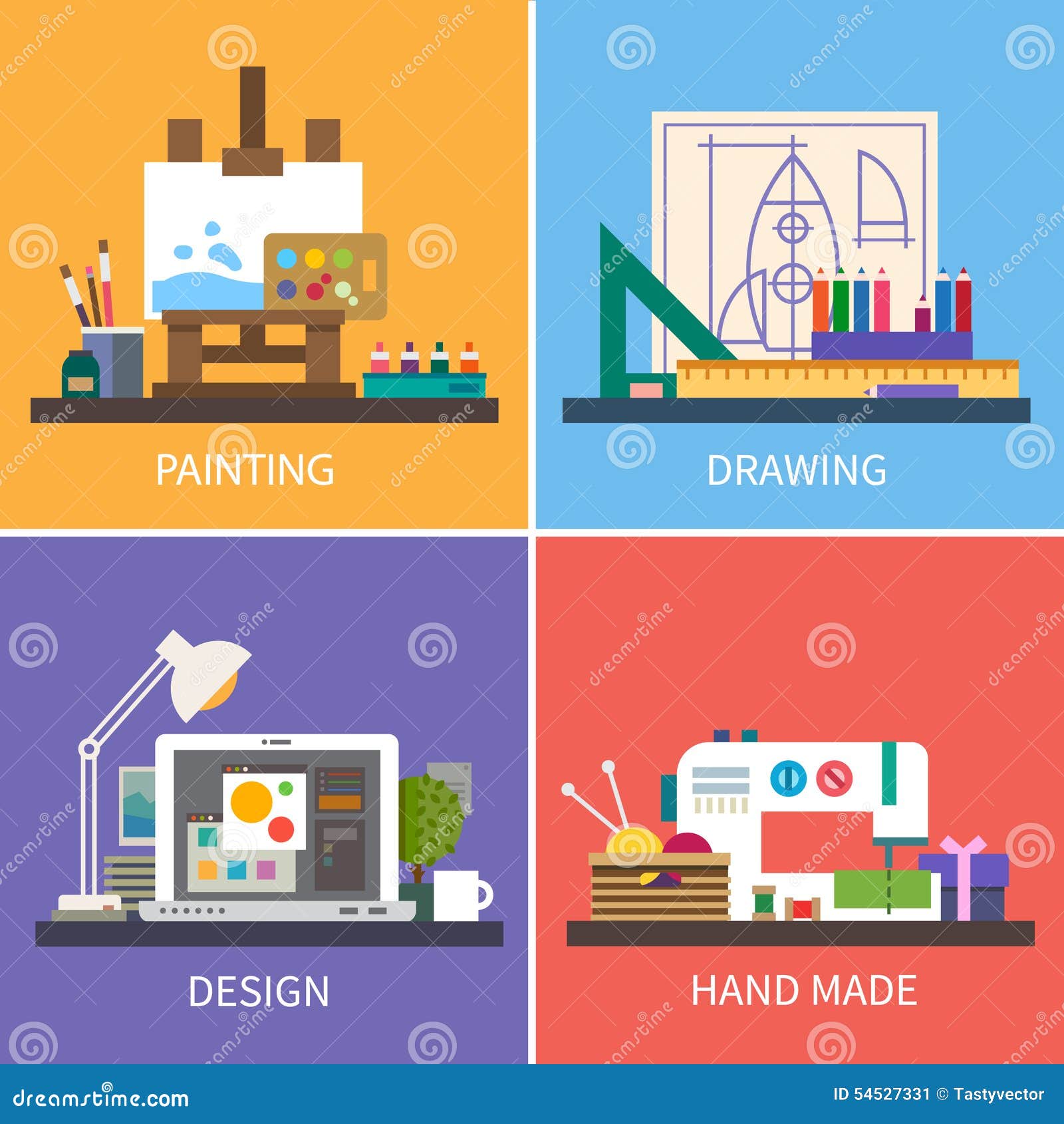 Creativity: Painting, Drawing Stock Vector - Illustration of hobby ...