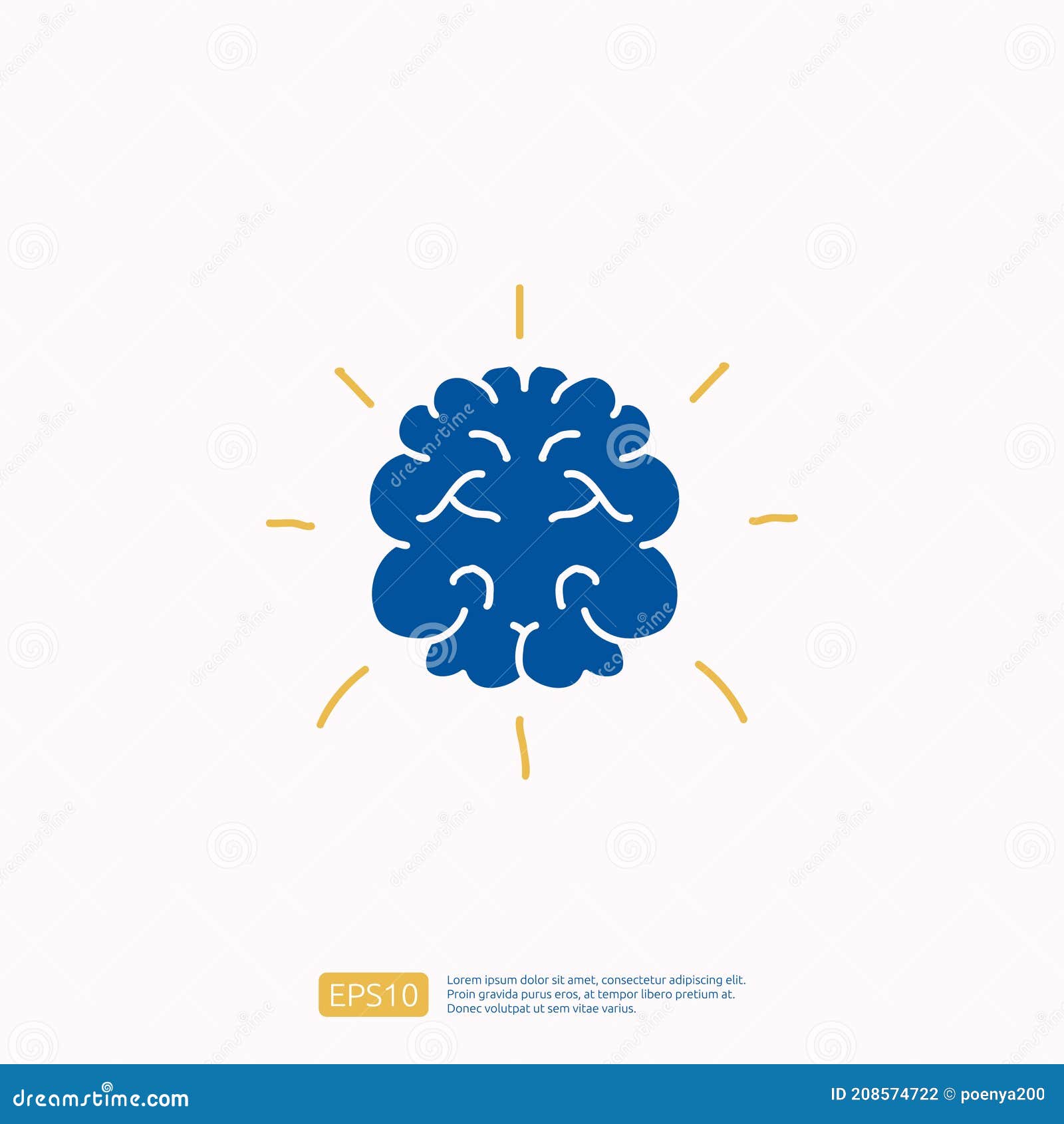 Creativity Related Doodle Icon Concept with Brain Symbol. Creative ...