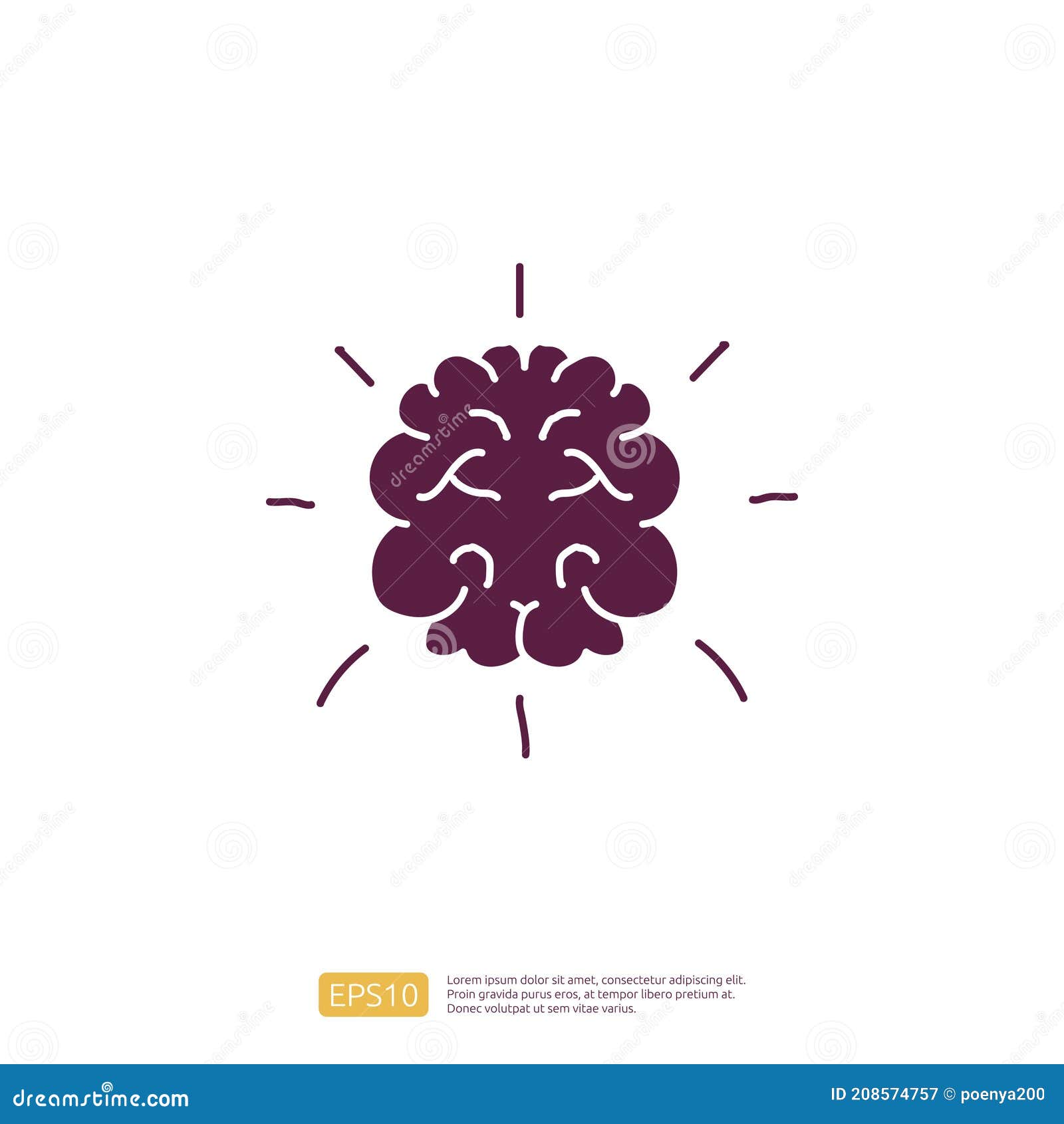 Creativity Related Doodle Icon Concept with Brain Symbol. Creative ...