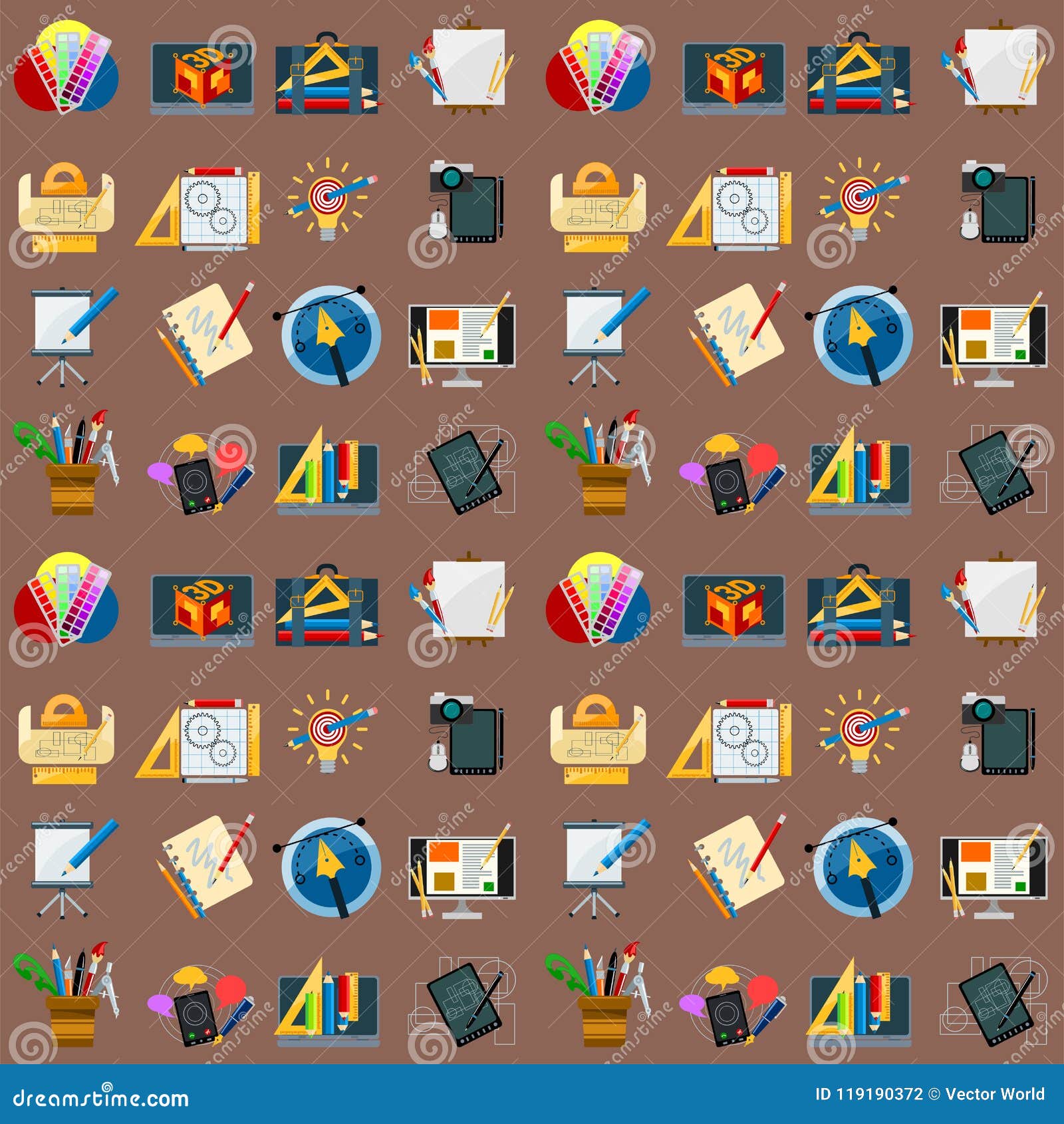 Creativity Seamless Pattern Background Imagination Vector Illustration ...